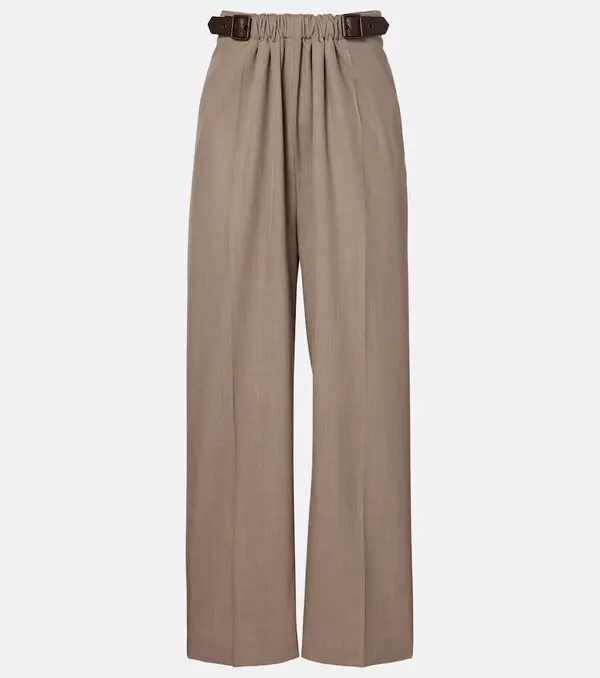 Loewe Gathered Wide-leg Wool Pants