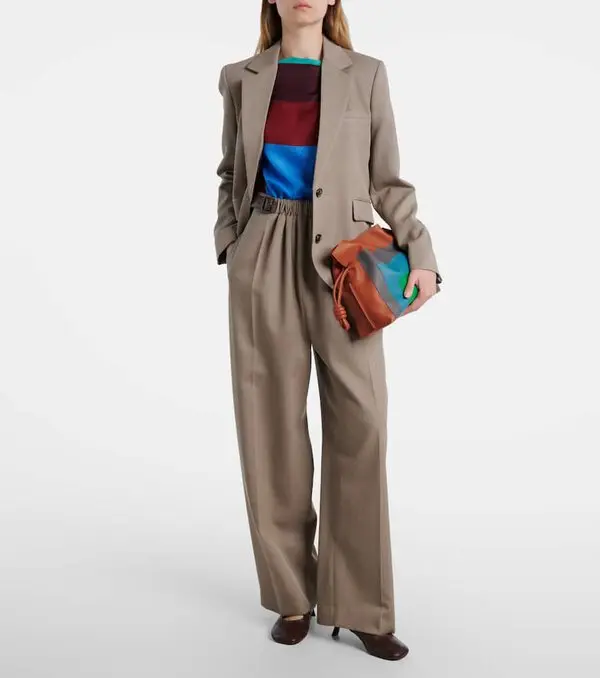 Loewe Gathered Wide-leg Wool Pants