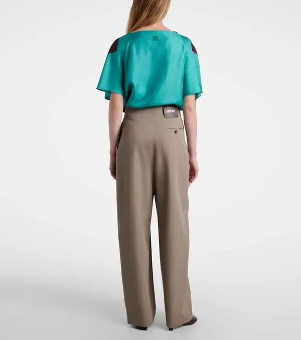 Loewe Gathered Wide-leg Wool Pants
