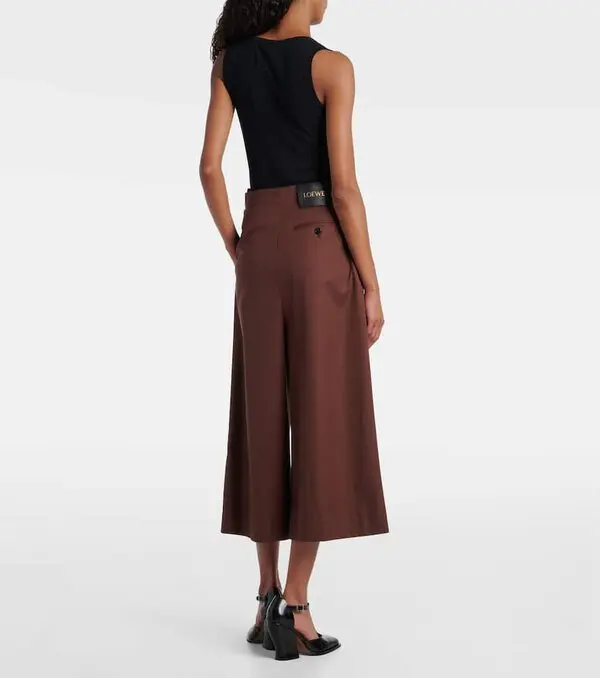 Loewe High-rise Cotton And Silk Culottes