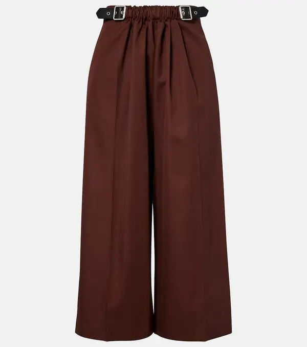 Loewe High-rise Cotton And Silk Culottes - Brown