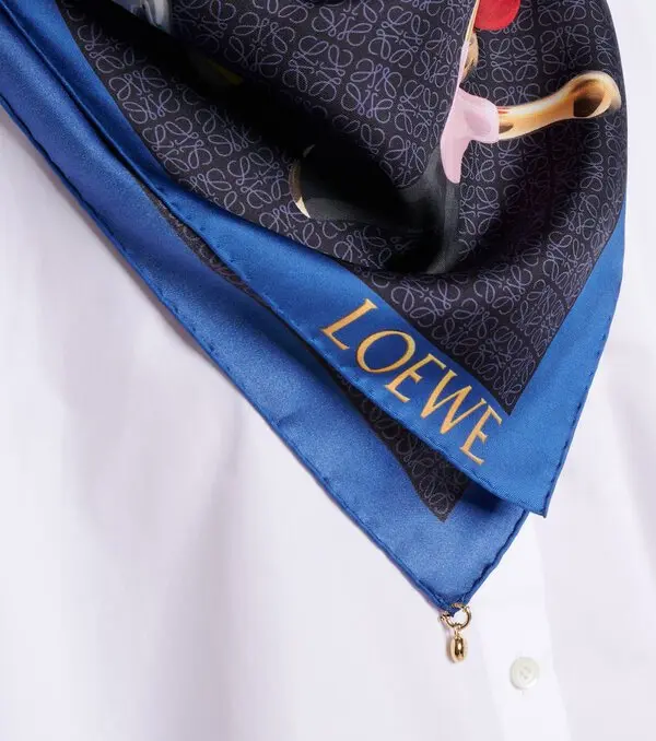Loewe Anagram Logo Silk Twill Scarf