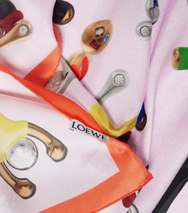 Loewe Anagram Logo Silk Twill Scarf