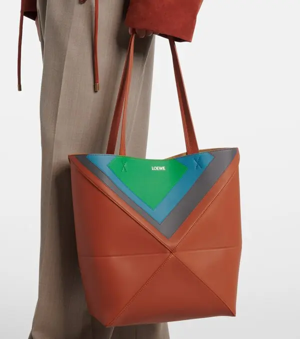 Loewe X Albers Puzzle Fold Medium Leather Tote Bag