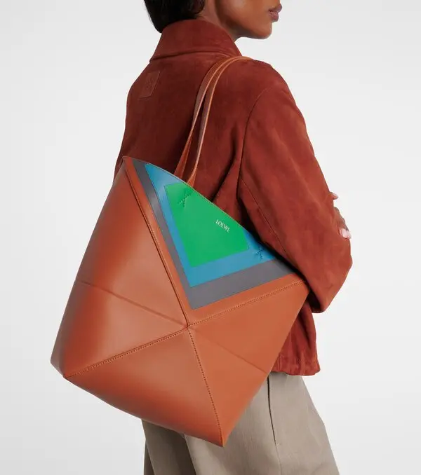 Loewe X Albers Puzzle Fold Medium Leather Tote Bag