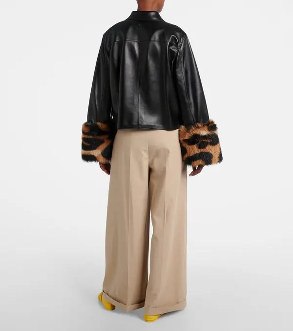 Loewe Shearling-trimmed Leather Jacket