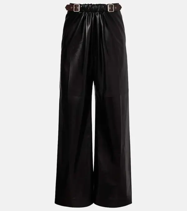Loewe Gathered Wide-leg Leather Pants