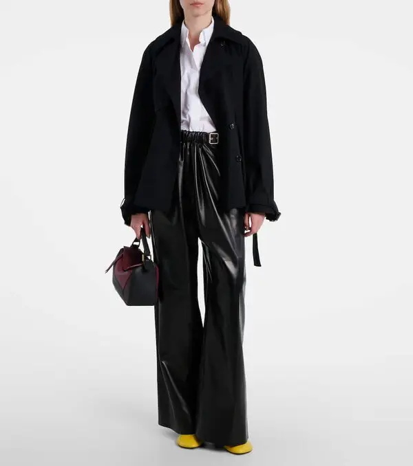 Loewe Gathered Wide-leg Leather Pants