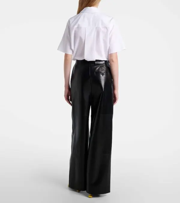 Loewe Gathered Wide-leg Leather Pants