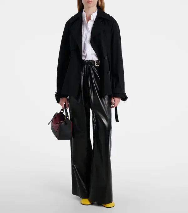Loewe Gathered Wide-leg Leather Pants
