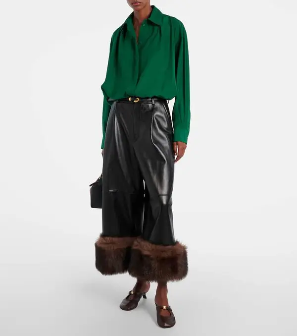 Loewe Leather Wide-leg Pants