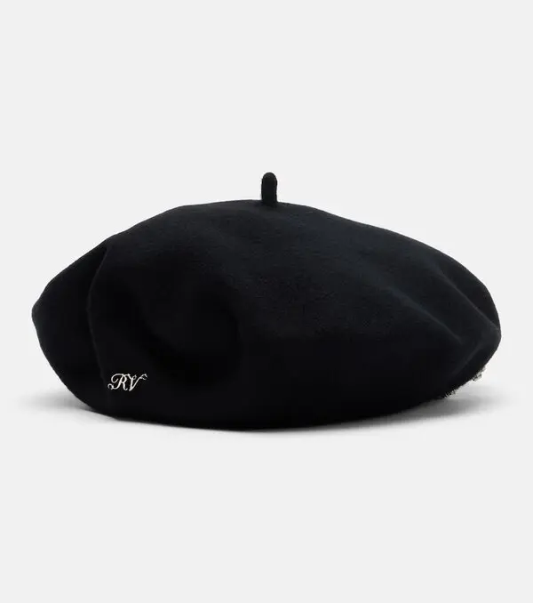 ROGER VIVIER Embellished Wool Beret - Black