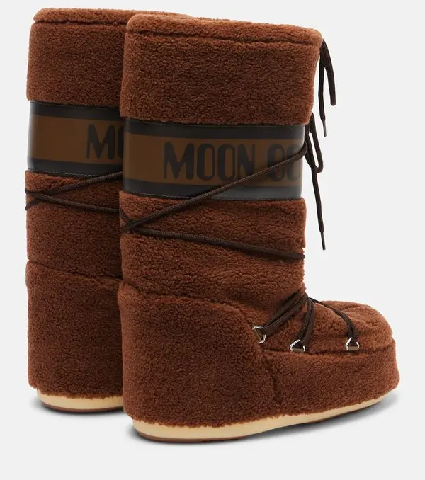 Moon Boot Icon Fleece Knee-high Lace-up Boots - Brown