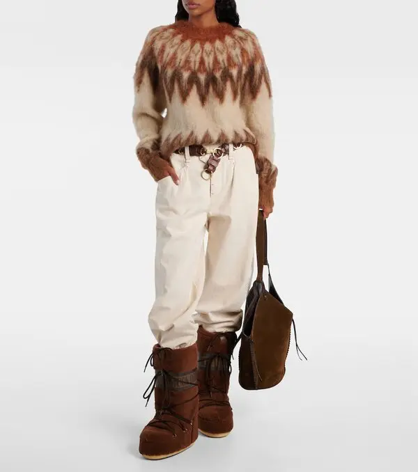 Moon Boot Icon Fleece Knee-high Lace-up Boots - Brown