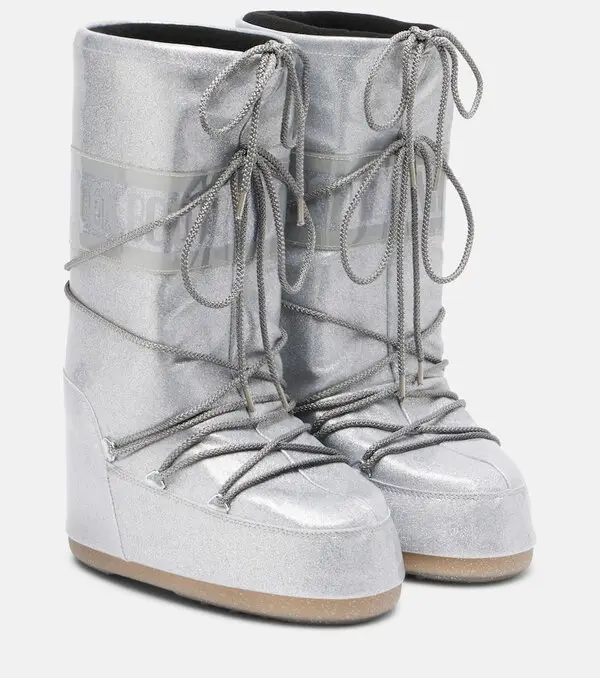 Moon Boot Icon Glitter Knee-high Snow Boots - Silver