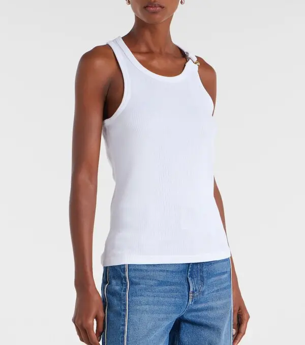 JEAN PAUL GAULTIER Piercing Cotton Jersey Tank Top - White