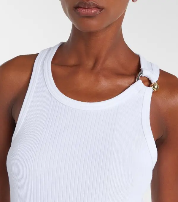 JEAN PAUL GAULTIER Piercing Cotton Jersey Tank Top - White