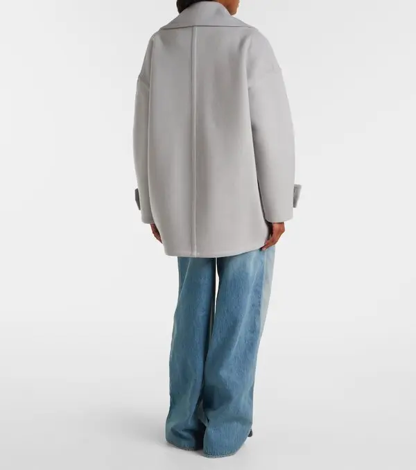 Loewe Pebble Double-breasted Wool Pea Coat - Grey