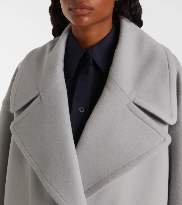 Loewe Pebble Double-breasted Wool Pea Coat - Grey