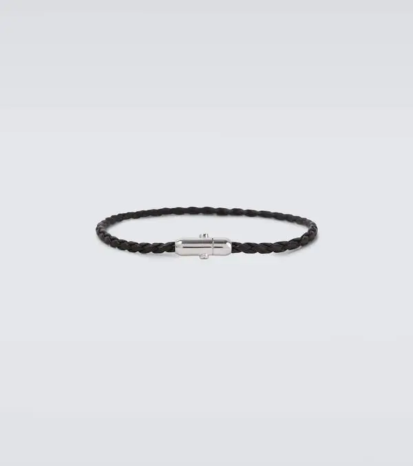 Bottega Veneta Braided Leather And Sterling Silver Bracelet - Brown