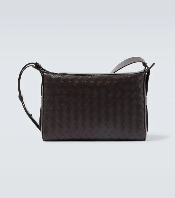 Bottega Veneta Intrecciato Leather Crossbody Bag - Brown