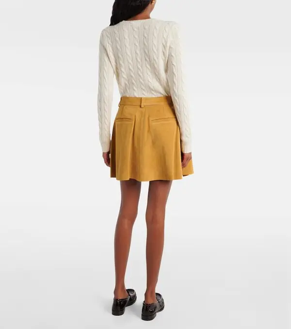 Polo Ralph Lauren High-rise Pleated Suede Skirt