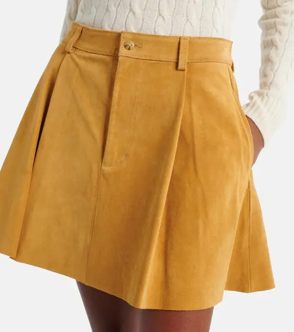 Polo Ralph Lauren High-rise Pleated Suede Skirt
