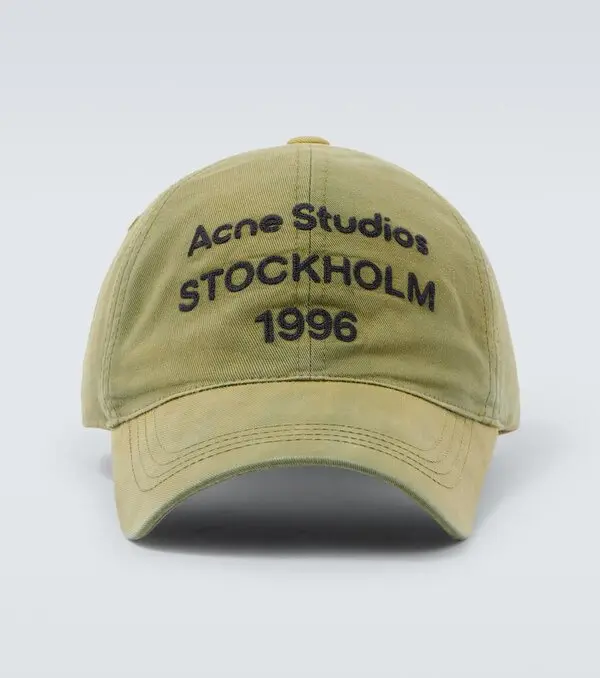 Acne Studios Logo Cotton Twill Baseball Cap - Green
