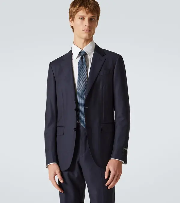Zegna Silk Jacquard Necktie - Blue