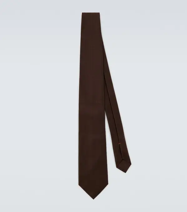 Zegna Silk Jacquard Necktie - Brown