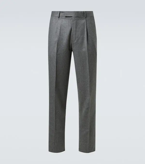 Zegna Wool Flannel Straight-leg Pants - Grey