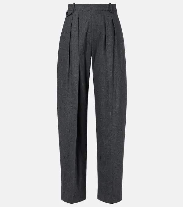Khaite Dugan High-rise Wool Tapered Pants - Grey