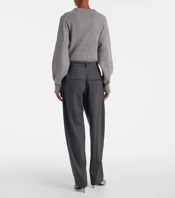 Khaite Dugan High-rise Wool Tapered Pants - Grey