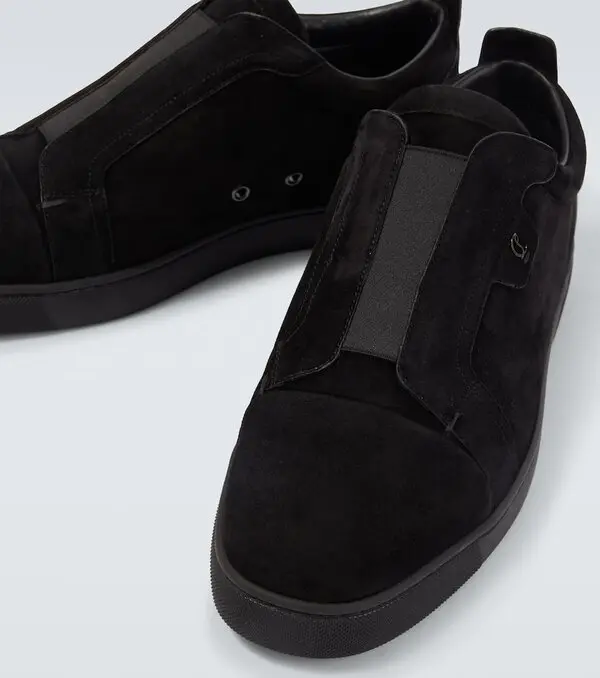 CHRISTIAN LOUBOUTIN St Louis Suede Slip-on Sneakers - Black