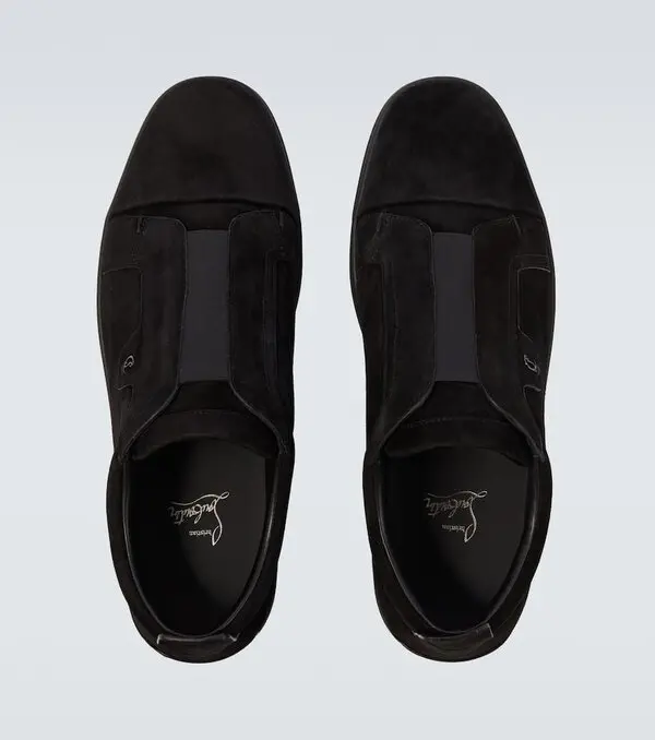 CHRISTIAN LOUBOUTIN St Louis Suede Slip-on Sneakers - Black