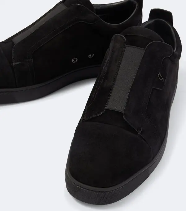 CHRISTIAN LOUBOUTIN St Louis Suede Slip-on Sneakers - Black