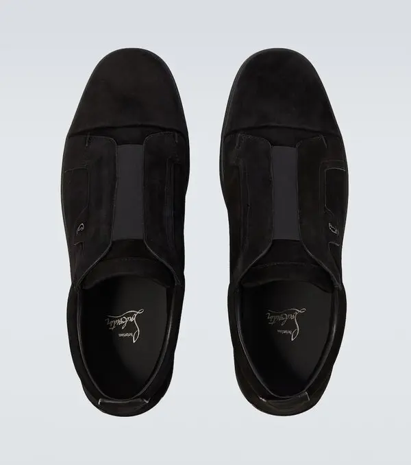 CHRISTIAN LOUBOUTIN St Louis Suede Slip-on Sneakers - Black