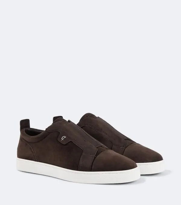 CHRISTIAN LOUBOUTIN St Louis Suede Slip-on Sneakers - Brown