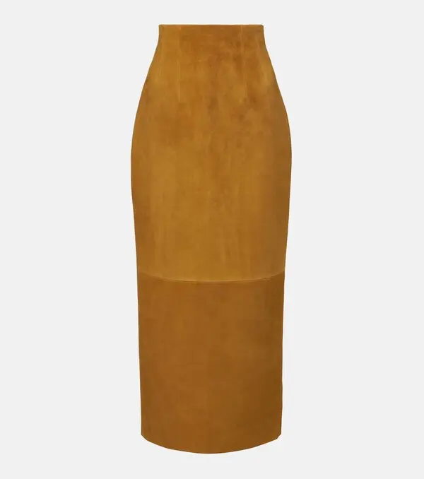 Khaite Loxley Suede Maxi Skirt - Brown