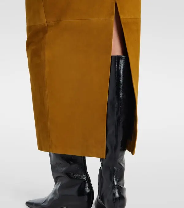 Khaite Loxley Suede Maxi Skirt - Brown