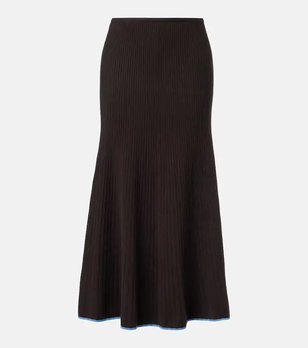 Proenza Schouler White Label Carly Ribbed-knit Midi Skirt - Black
