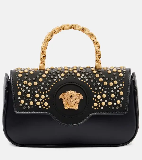 Versace La Medusa Mini Studded Leather Tote Bag
