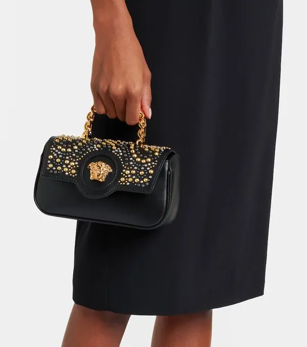 Versace La Medusa Mini Studded Leather Tote Bag