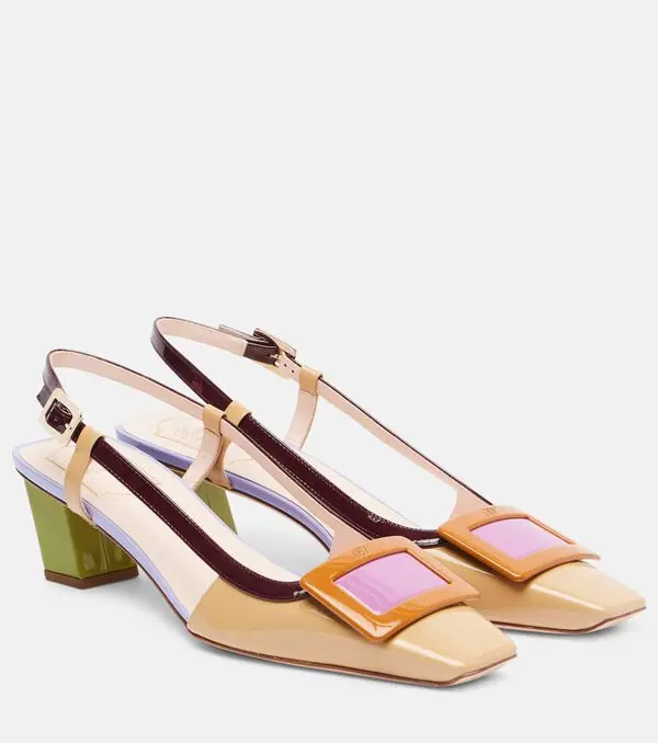ROGER VIVIER Belle Vivier 45 Leather Slingback Pumps - Multicoloured