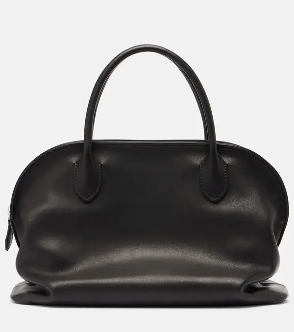 THE ROW Agnes Leather Tote Bag - Black