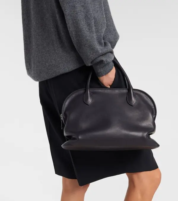 THE ROW Agnes Leather Tote Bag - Black