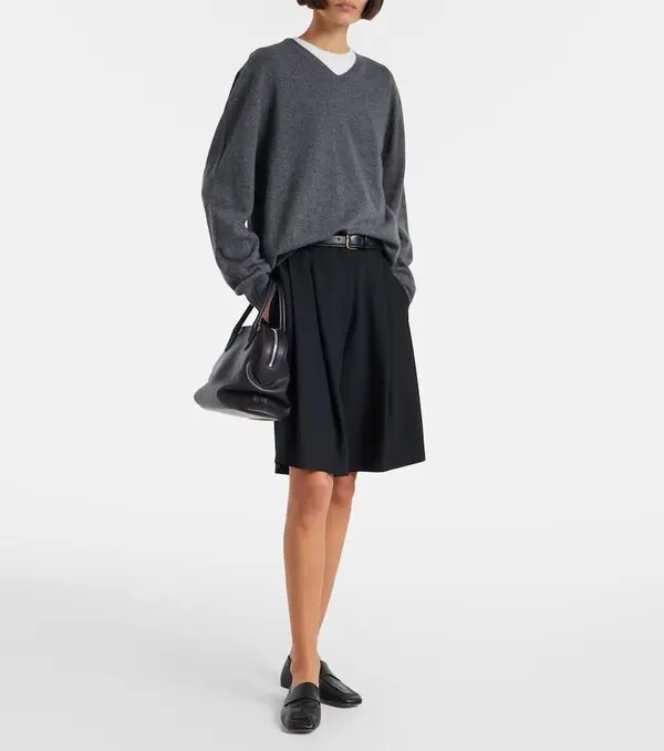 THE ROW Agnes Leather Tote Bag - Black