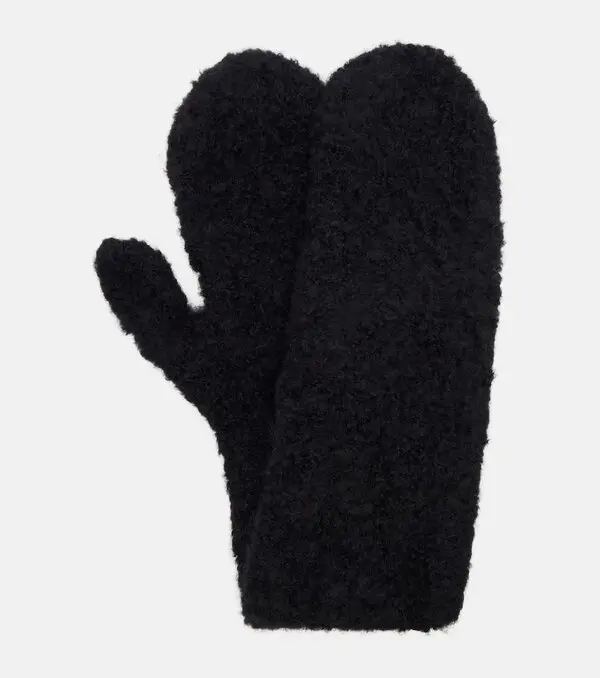 THE ROW Ladislas Cashmere, Alpaca, And Silk Mittens - Black