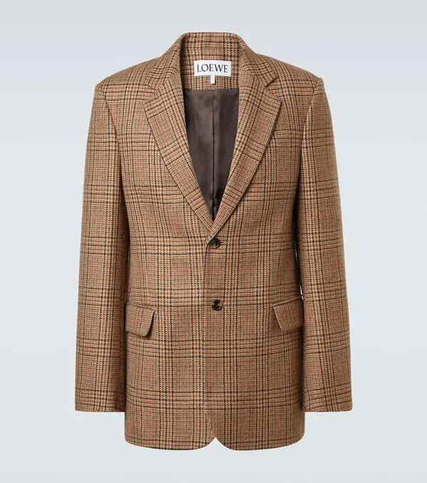Loewe Prince Of Wales Check Wool Blazer - Brown