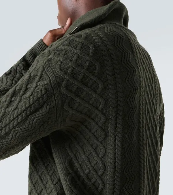 Loewe Aran-knit Wool Half-zip Turtleneck Sweater